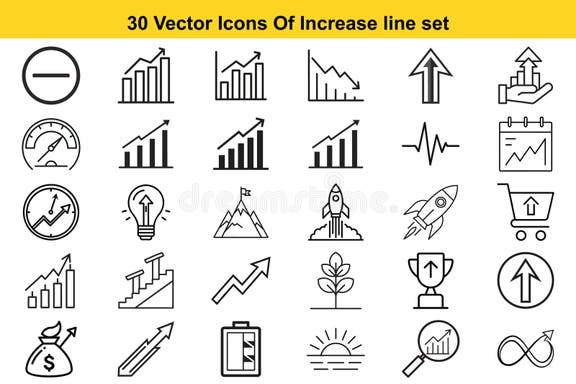 Increase and Decrease Line Icons: Editable Vector Charts, Graphs ...