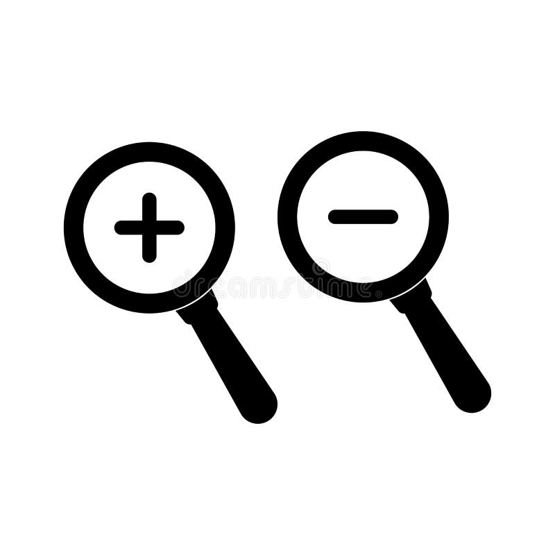 Increase and Decrease of Magnifying Glass Icon Stock Illustration - Illustration of lens, glass ...