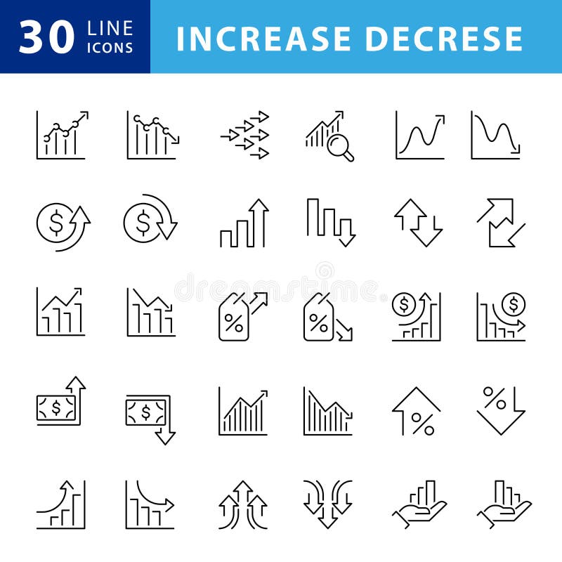Increase and Decrease Related Icons Stock Vector - Illustration of ...