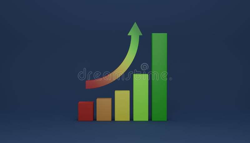 Increase Graph with Gradient Point Up Arrow 3D Rendering Illustration ...
