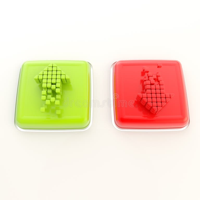Increase Green Up and Red Decrease Arrow Buttons Stock Illustration - Illustration of design ...