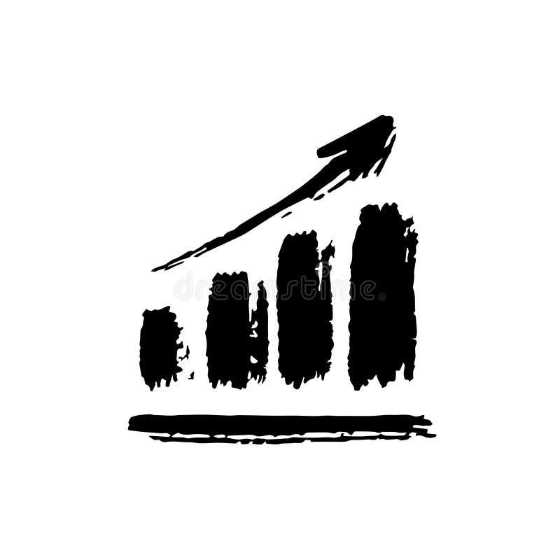 Increase, Growth, Diagram, Graph Icon. Drawn by Hand with a Brush ...