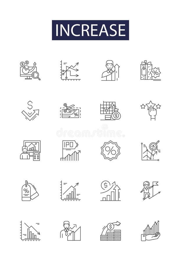 Increase Line Vector Icons and Signs. Accelerate, Amplify, Expand ...