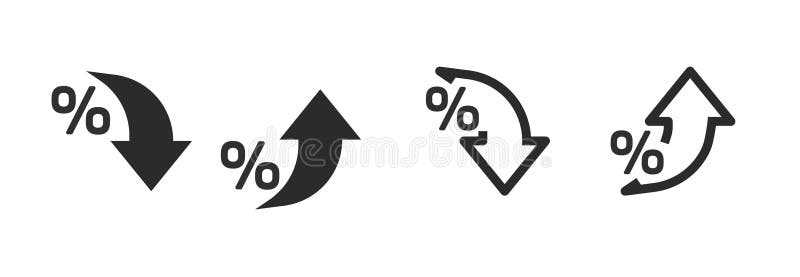 Increase Percentage Arrow Up Icon, Decrease Down Price Cost Percent Rate Flow Vector Line ...