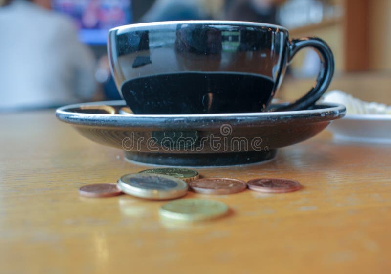 Some Coins for a Cup of Coffee Stock Photo - Image of focus, selective ...