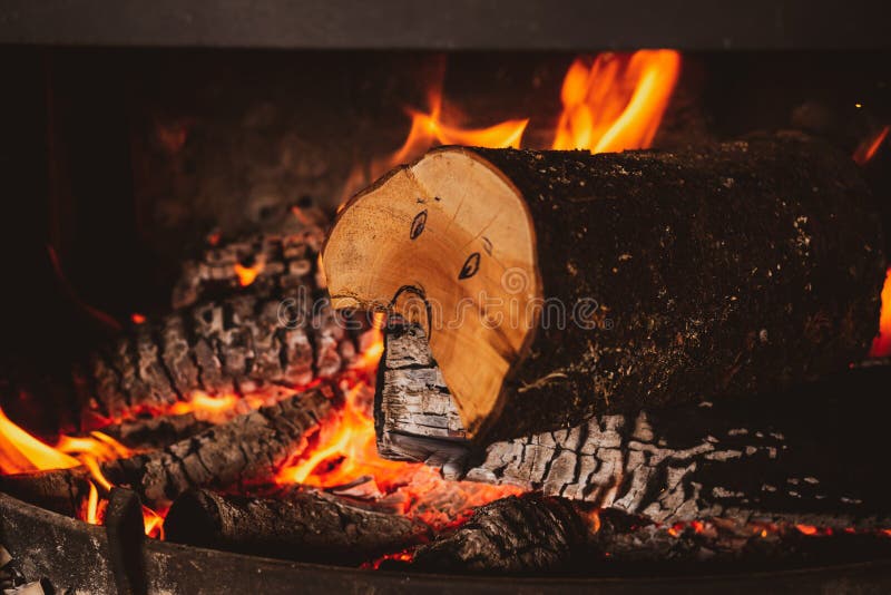 Increase in Prices for Firewood Concept. Log with Sad Smiley in Burning ...