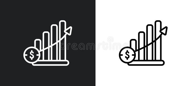 Increase Rate Outline Icon in White and Black Colors. Increase Rate ...