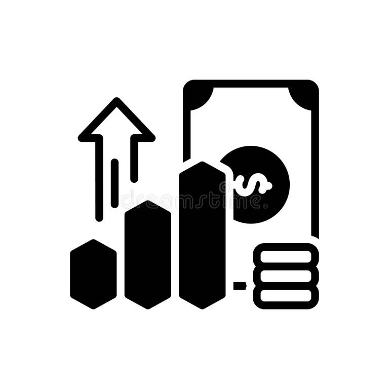 Black Solid Icon for Increase Revenue, Increase and Investemtn Stock ...