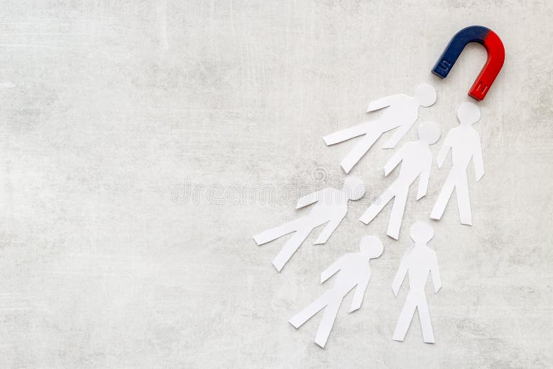 Increase Team Concept with Horseshoe Magnet and Human Figures Stock ...