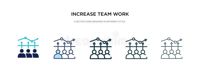 Increase Team Work Icon in Different Style Vector Illustration. Two ...