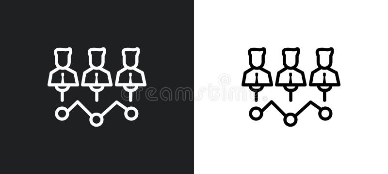Increase Team Work Outline Icon in White and Black Colors. Increase ...