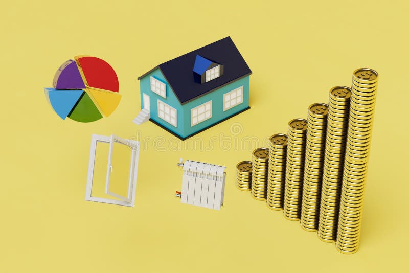 Increase in Utility Tariffs. House with Light, Battery, Window, Stacks ...