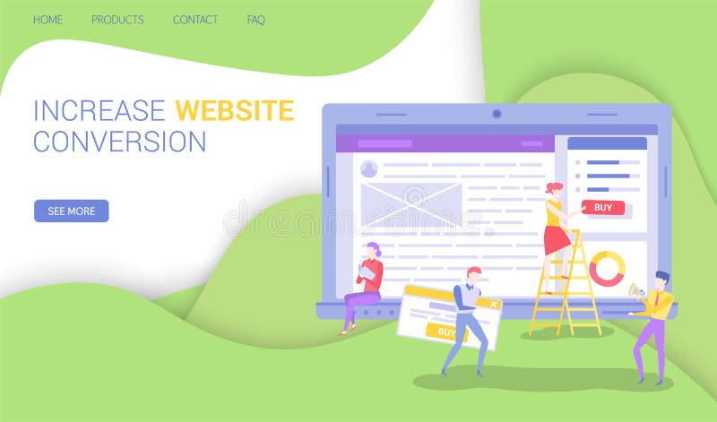 Increase Website Conversion Concept. Colleagues Work with Creation of ...