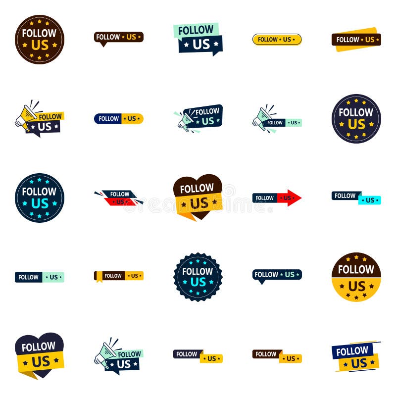 Increase Your Social Media Following 25 Follow Us Graphic Elements ...