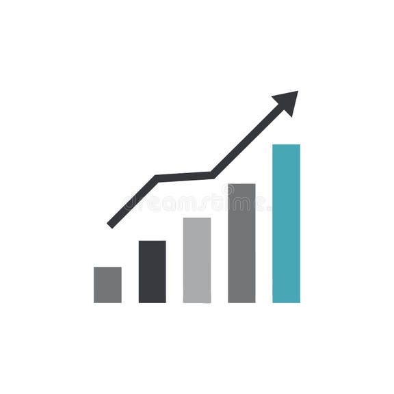 Increasing Bar Graph with Arrow Design in Flat Vector Art Stock Vector ...