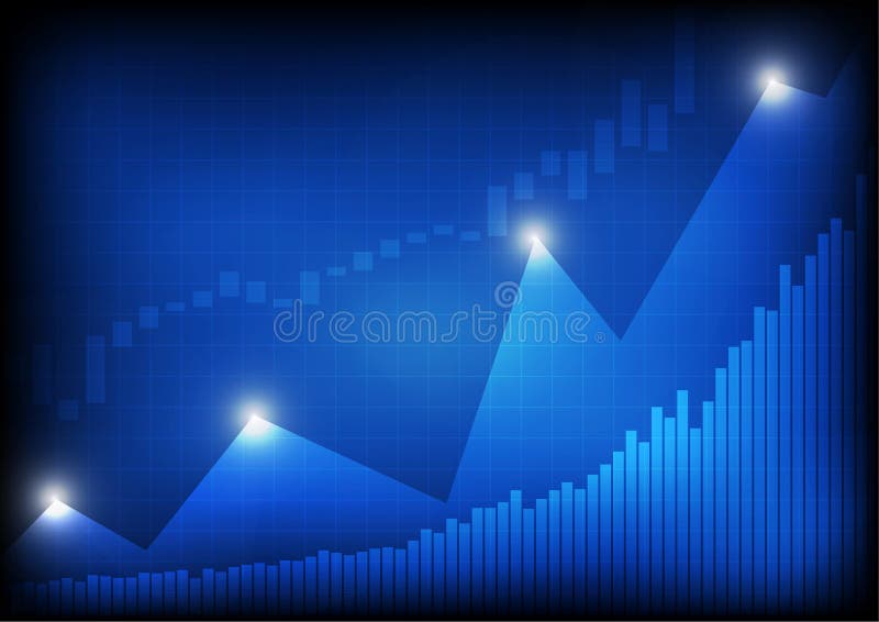 Increasing Business Graph on Blue Background Stock Vector ...