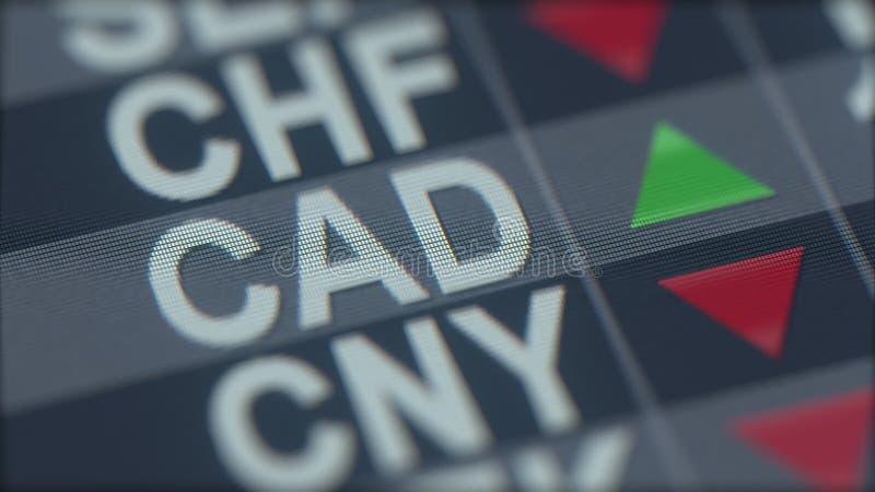 Increasing Canadian Dollar Exchange Rate Indicator on Computer Screen ...