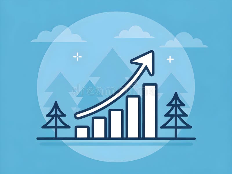 Increasing Chart with Arrow and Trees Concept Stock Illustration ...
