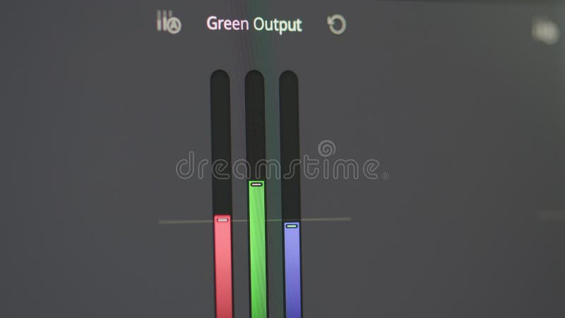 Increasing Color Green Output on Editing Grading Software Display Stock ...