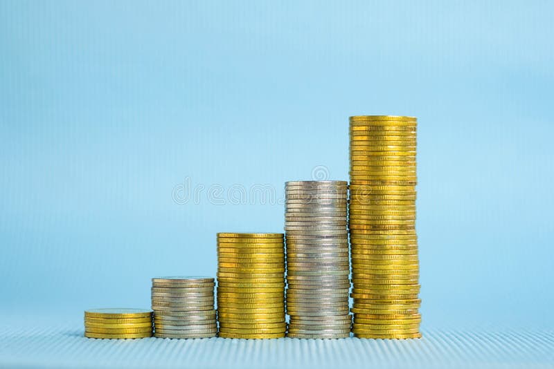 Increasing Columns of Coins, Step of Stacks Coin with Copy Space Stock ...