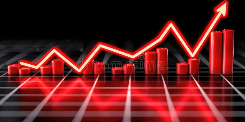 Increasing Financial Trends Represented by a Red Graph on a Dark ...
