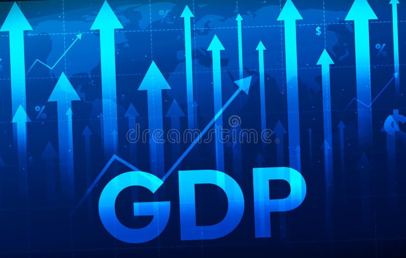 Increasing GDP Concept Background with Blue Arrows Going Up and Glowing ...