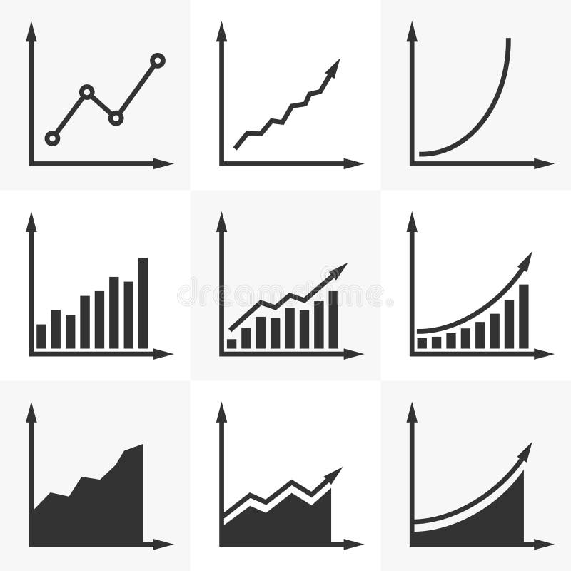 Increasing Graph. Set of Vector Diagrams with a Rising Trend Stock ...