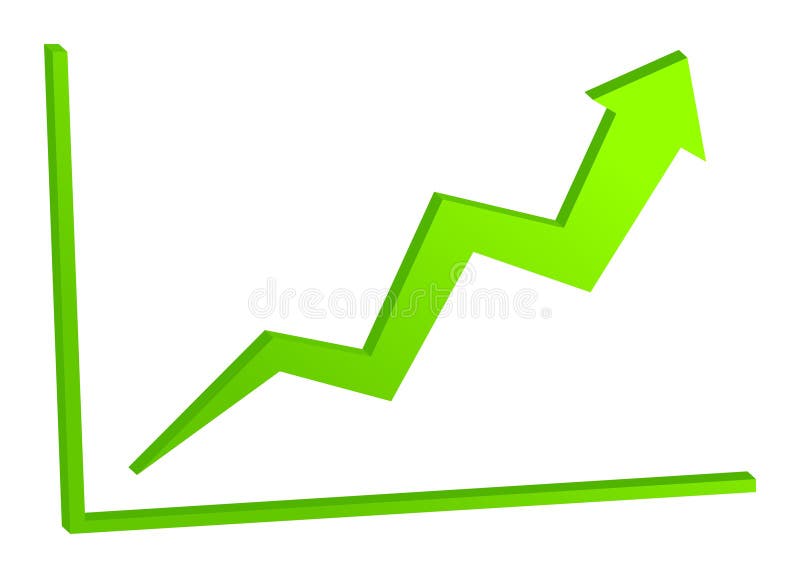 Increasing Green Arrow on the Chart Stock Illustration - Illustration ...