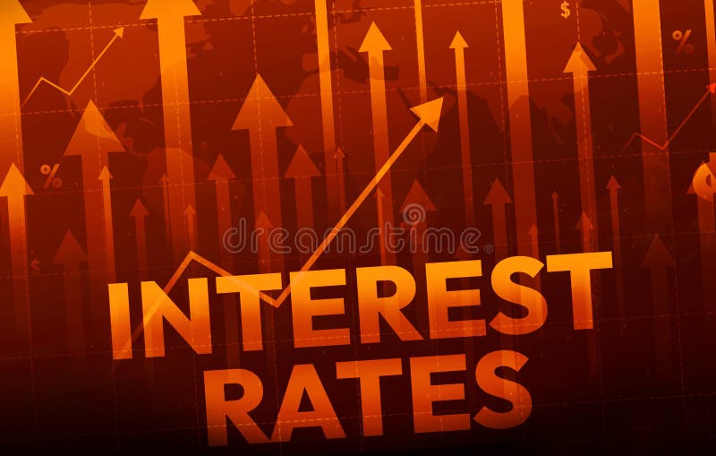 Increasing Interest Rate Concept Background with Red and Orange Arrows ...