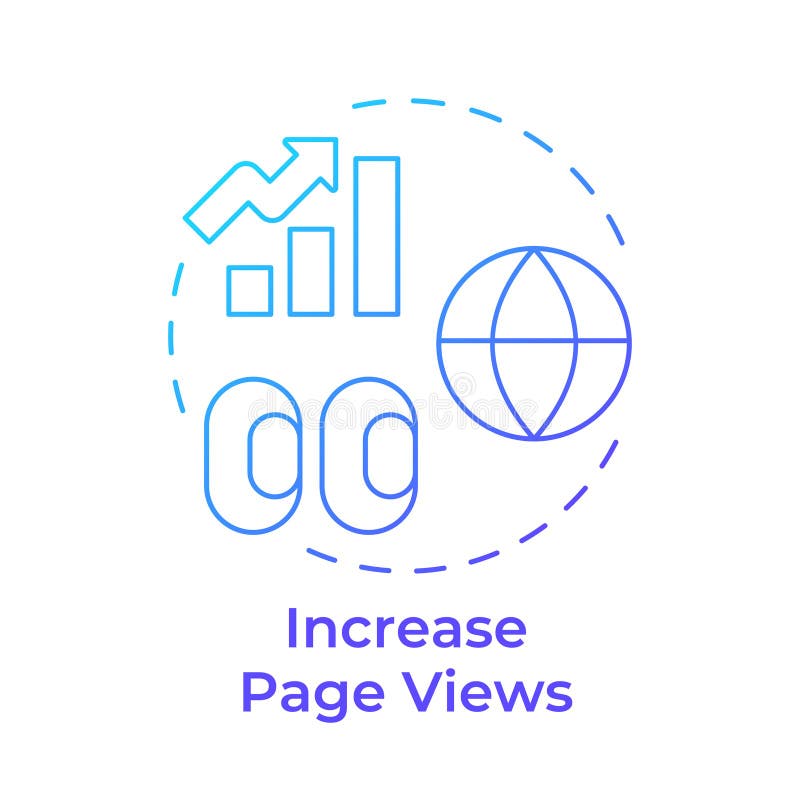Increasing Page Views Blue Gradient Concept Icon Stock Illustration ...