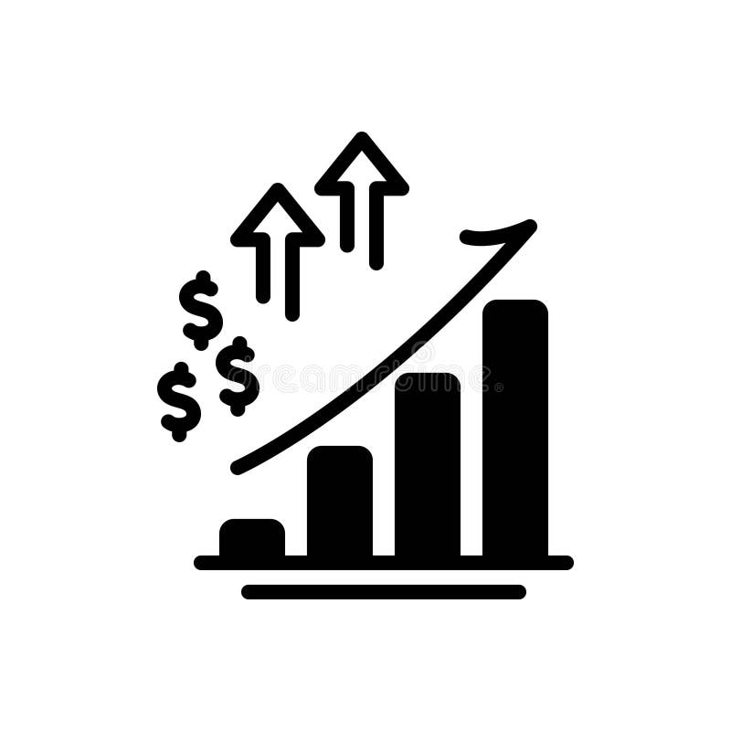 Black Solid Icon for Increasing Revenue, Revenue and Growth Stock ...