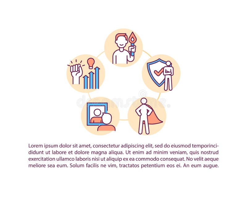 Increasing Self-confidence Concept Line Icons with Text Stock Vector ...