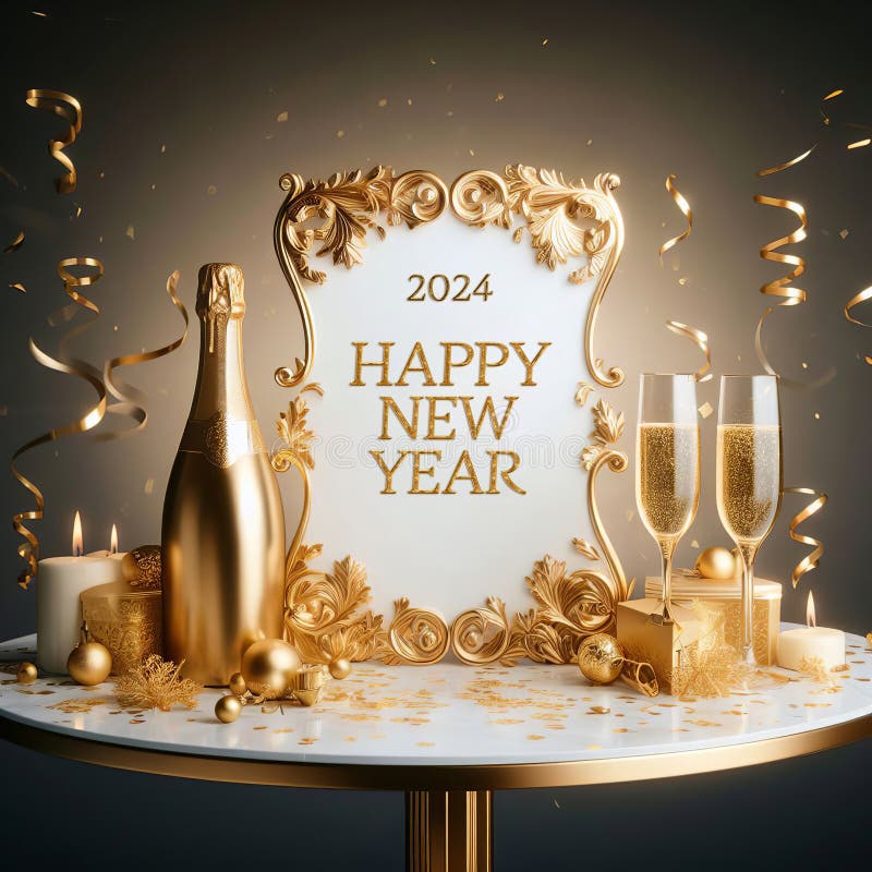Incredible Beautiful Golden Decoration of 2024 Event Stock Illustration ...