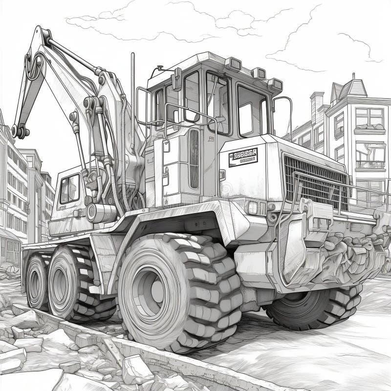 Incredible Coloring Pages of Compactor Construction. Generative AI ...
