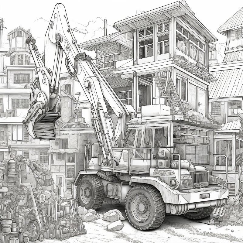Incredible Coloring Pages of Compactor Construction. Generative AI ...