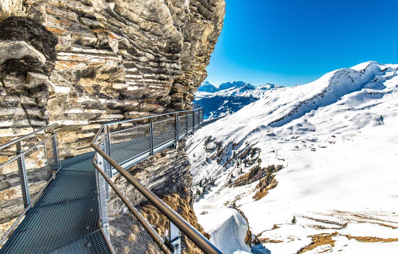 First Cliff Walk in Switzerland Stock Photo - Image of gornergrat, snow ...