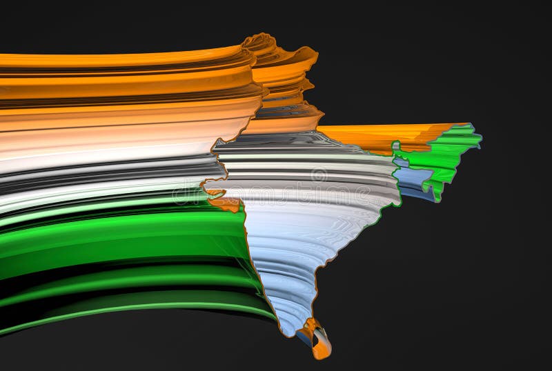 Incredible India Indian Map with Tri Color 3d Rendering 3d Render ...