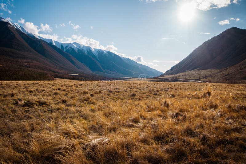 Incredible Landscape of Altai Mountain Valley with Rock Stock Image ...
