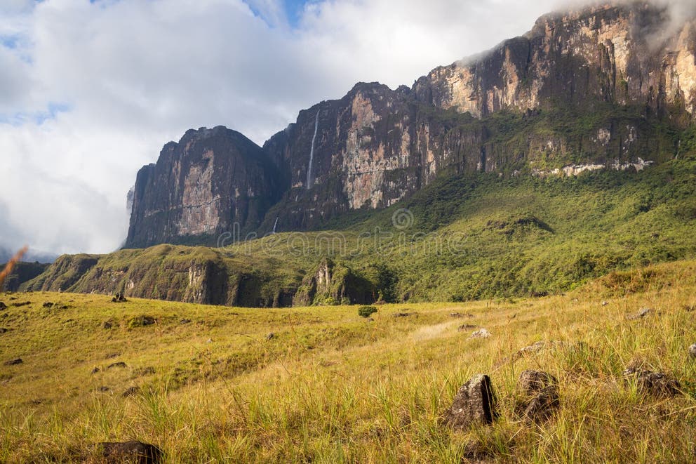 Mount Roraima with Waterfalls Stock Photo - Image of mount, water ...