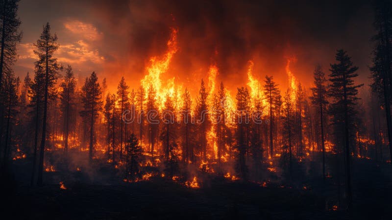 Incredible Photo of the Forest after a Big Forest Fire. Black Burnt ...