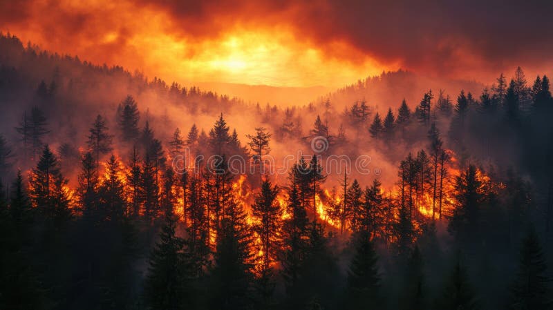 Incredible Photo of the Forest after a Big Forest Fire. Black Burnt ...