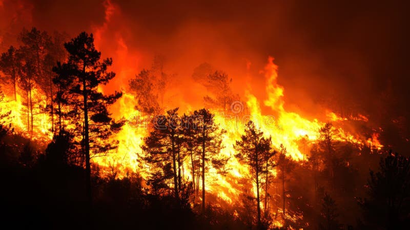 Incredible Photo of the Forest after a Big Forest Fire. Black Burnt ...