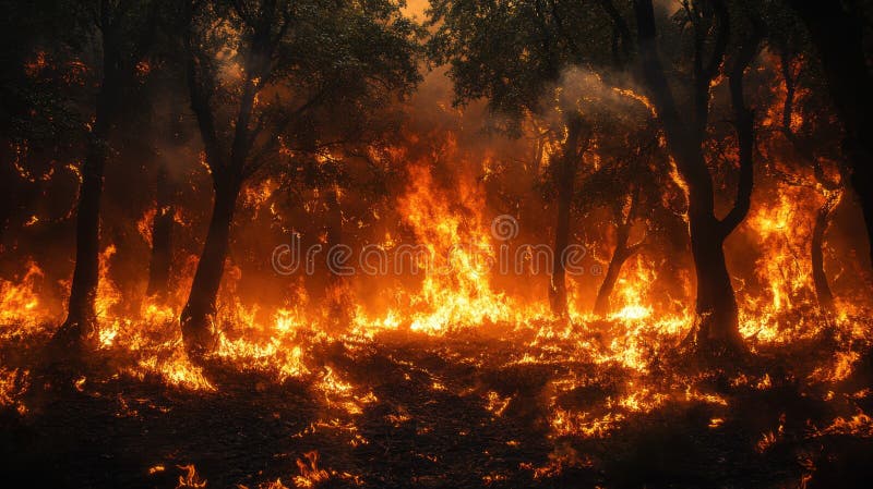 Incredible Photo of the Forest after a Big Forest Fire. Black Burnt ...