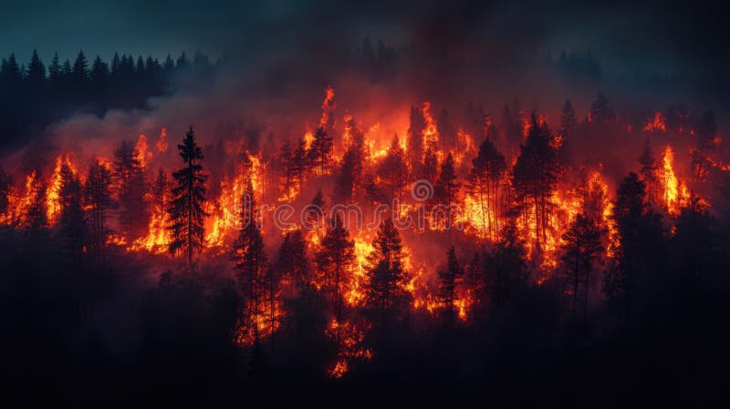 Incredible Photo of the Forest after a Big Forest Fire. Black Burnt ...