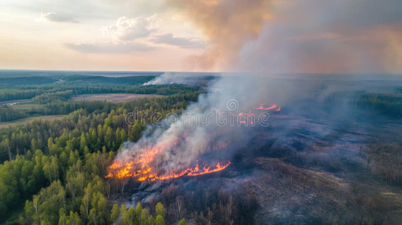 Incredible Photo of the Forest after a Big Forest Fire. Black Burnt ...