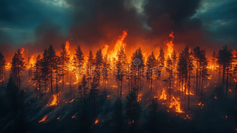 Incredible Photo of the Forest after a Big Forest Fire. Black Burnt ...