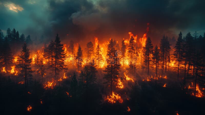 Incredible Photo of the Forest after a Big Forest Fire. Black Burnt ...