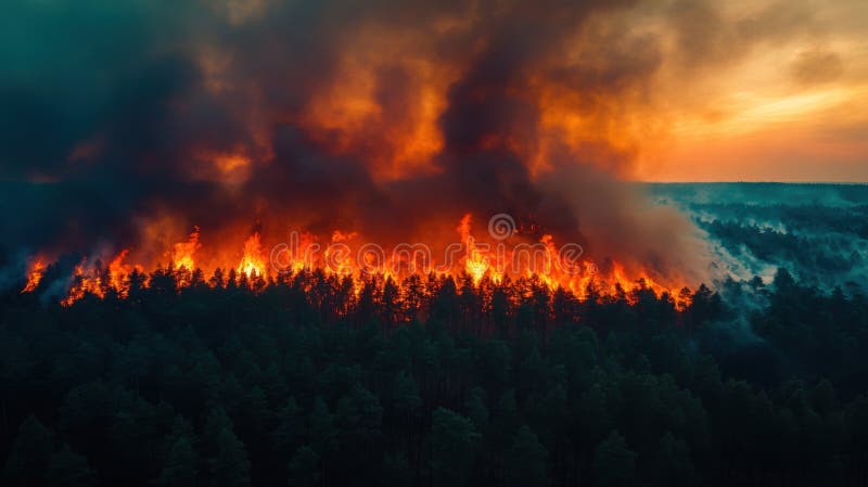 Incredible Photo of the Forest after a Big Forest Fire. Black Burnt ...