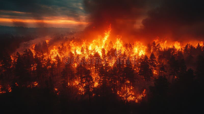 Incredible Photo of the Forest after a Big Forest Fire. Black Burnt ...