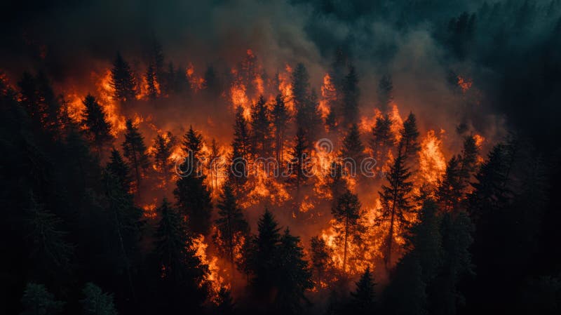 Incredible Photo of the Forest after a Big Forest Fire. Black Burnt ...